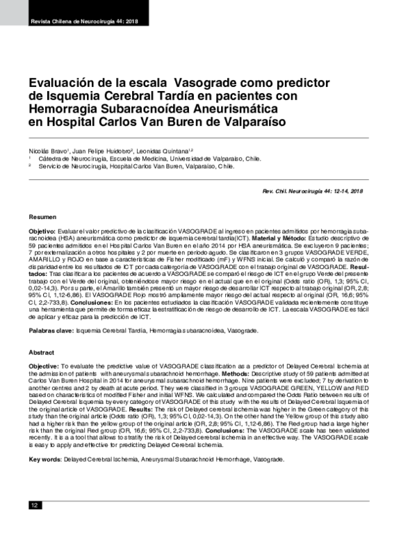 (PDF) Evaluación de la escala Vasograde como predictor de Isquemia ...
