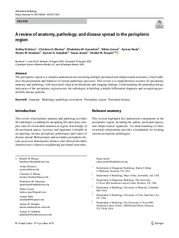(PDF) A review of anatomy, pathology, and disease spread in the ...