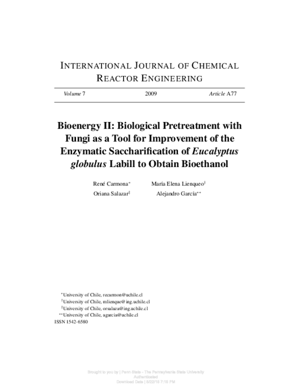 (PDF) Bioenergy II: Biological Pretreatment with Fungi as a Tool for ...