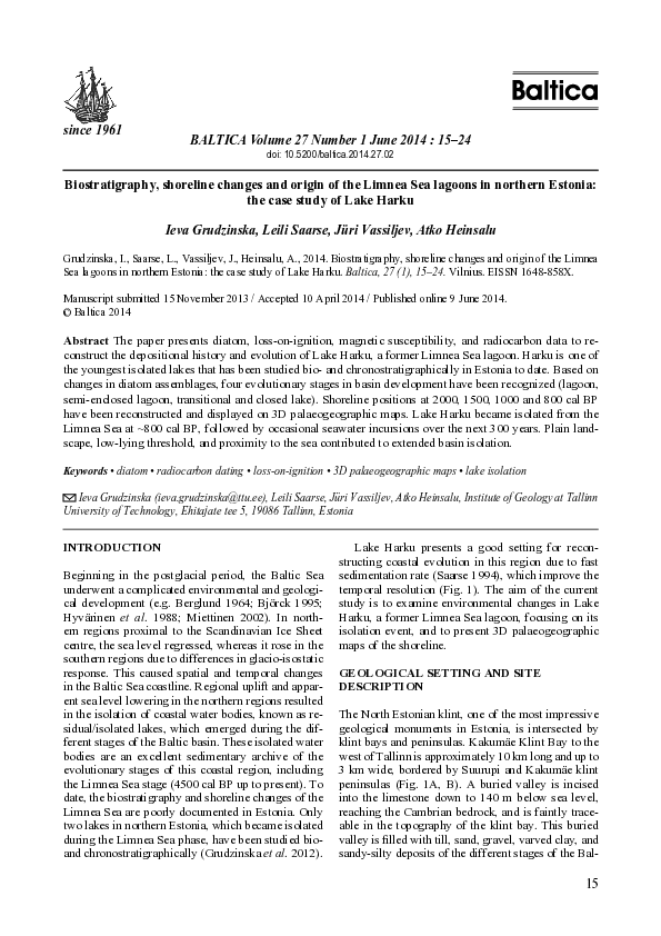 (PDF) Biostratigraphy, shoreline changes and origin of the Limnea Sea ...