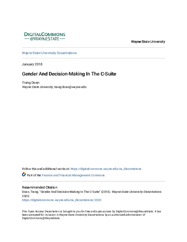(PDF) Gender And Decision-Making In The C-Suite