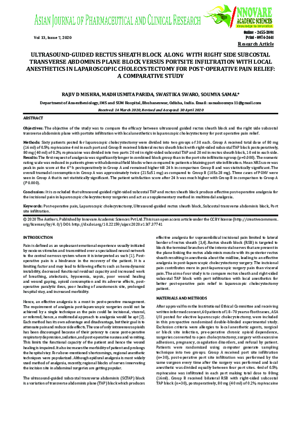 (PDF) Ultrasound-Guided Rectus Sheath Block Along with Right Side ...