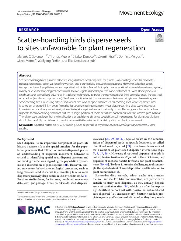 (PDF) Scatter-hoarding birds disperse seeds to sites unfavorable for ...