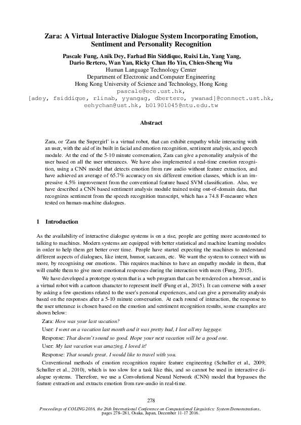 (PDF) Zara: A Virtual Interactive Dialogue System Incorporating Emotion, Sentiment and ...