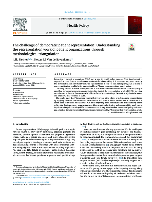 (PDF) The challenge of democratic patient representation: Understanding ...