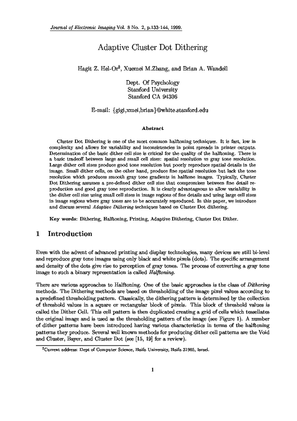 (PDF) Adaptive cluster dot dithering