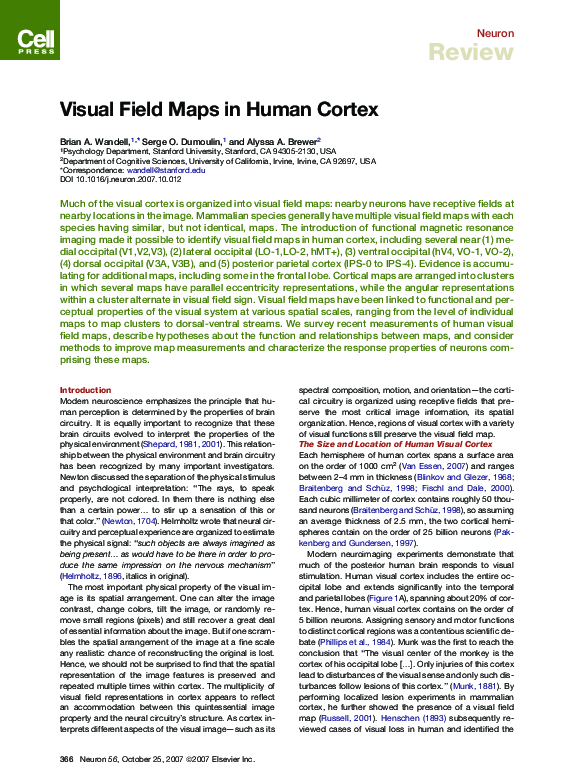 (PDF) Visual Field Maps in Human Cortex