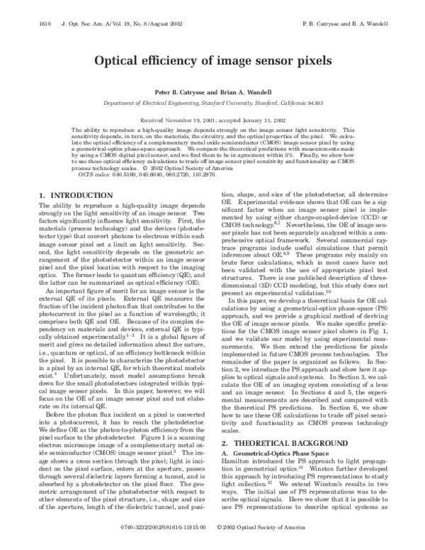 (PDF) Optical efficiency of image sensor pixels