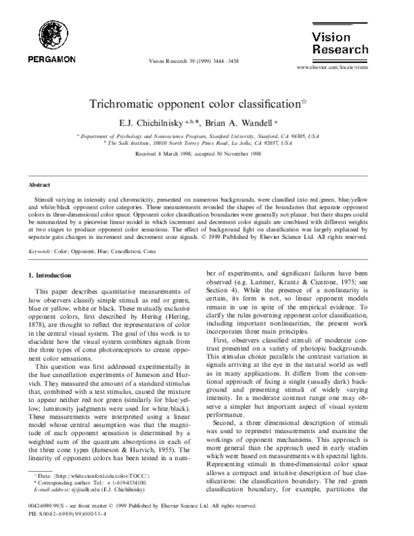 (PDF) Trichromatic opponent color classification