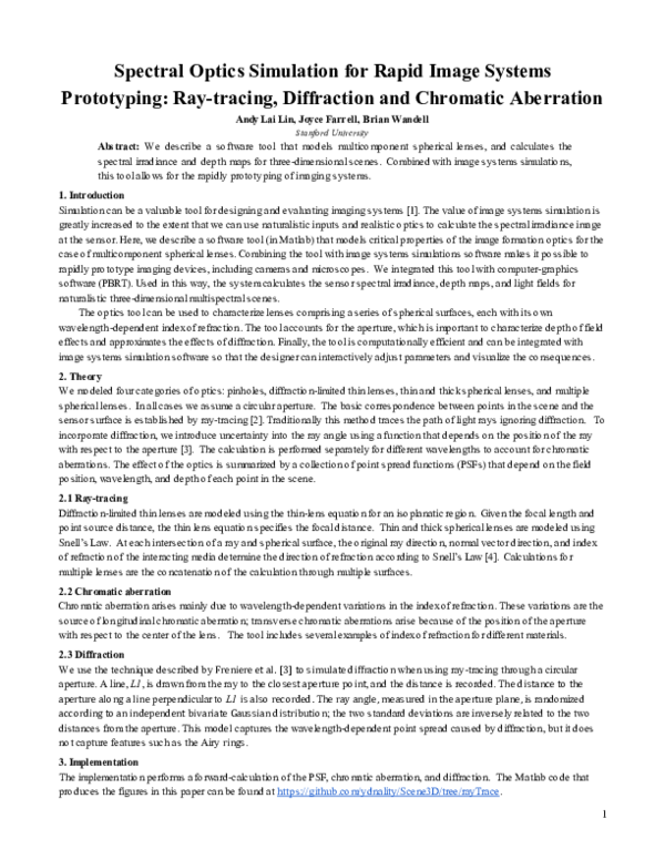 Pdf Spectral Optics Simulation For Rapid Image Systems Prototyping