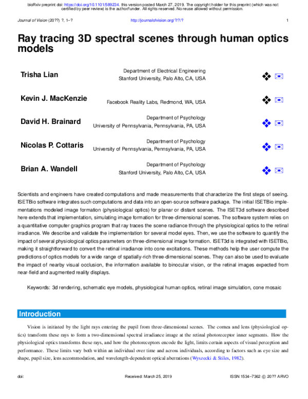 (PDF) Ray tracing 3D spectral scenes through human optics models