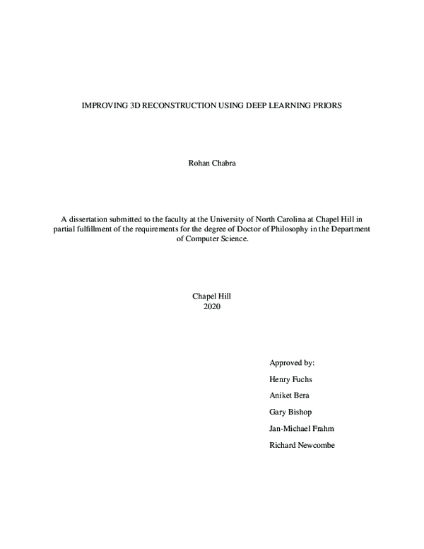 Pdf Improving 3d Reconstruction Using Deep Learning Priors