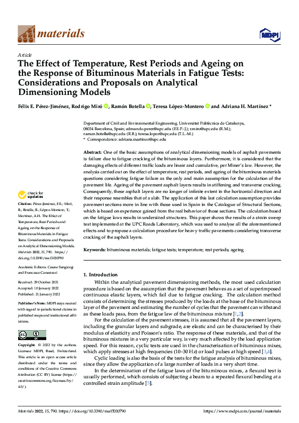 (PDF) The Effect of Temperature, Rest Periods and Ageing on the ...