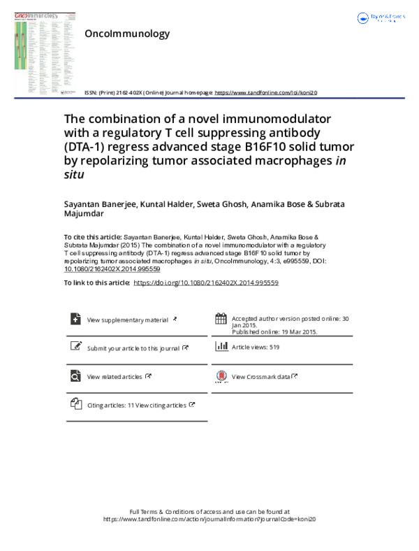 (PDF) The combination of a novel immunomodulator with a regulatory T ...