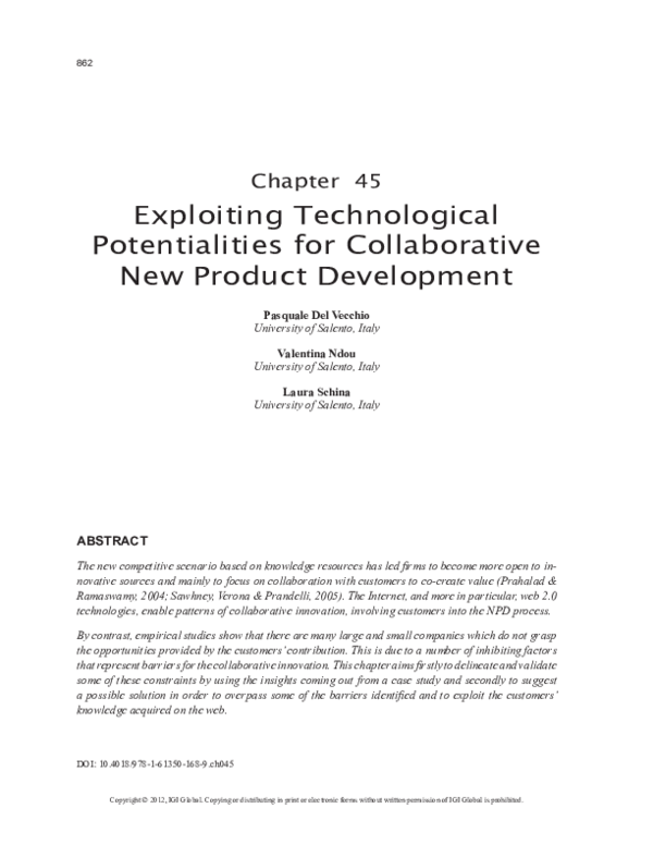 (PDF) Exploiting Technological Potentialities for Collaborative New Product Development
