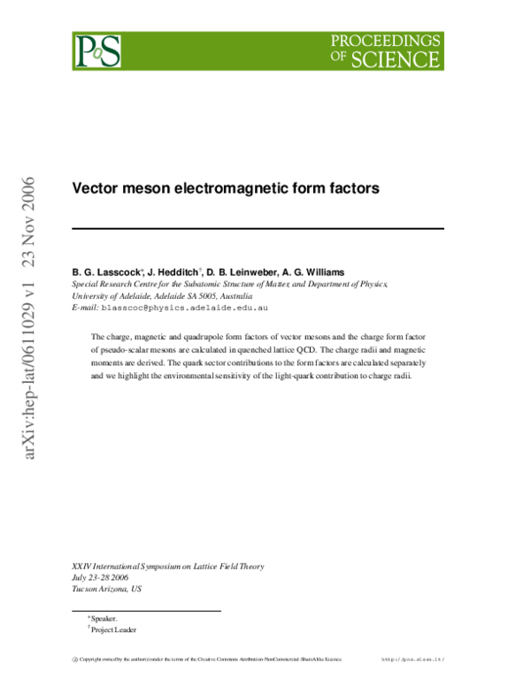 Pdf Vector Meson Electromagnetic Form Factors