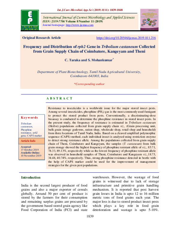 (PDF) rph2 Gene Frequency in Tribolium castaneum
