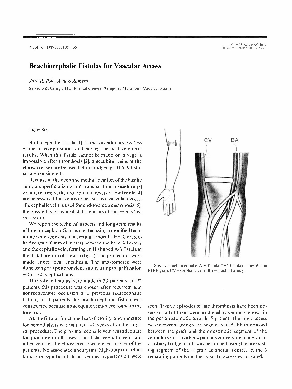 (PDF) Brachiocephalic Fistulas for Vascular Access