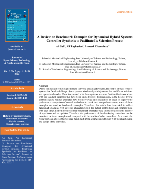 (PDF) A Review on Benchmark Examples for Dynamical Hybrid Systems ...