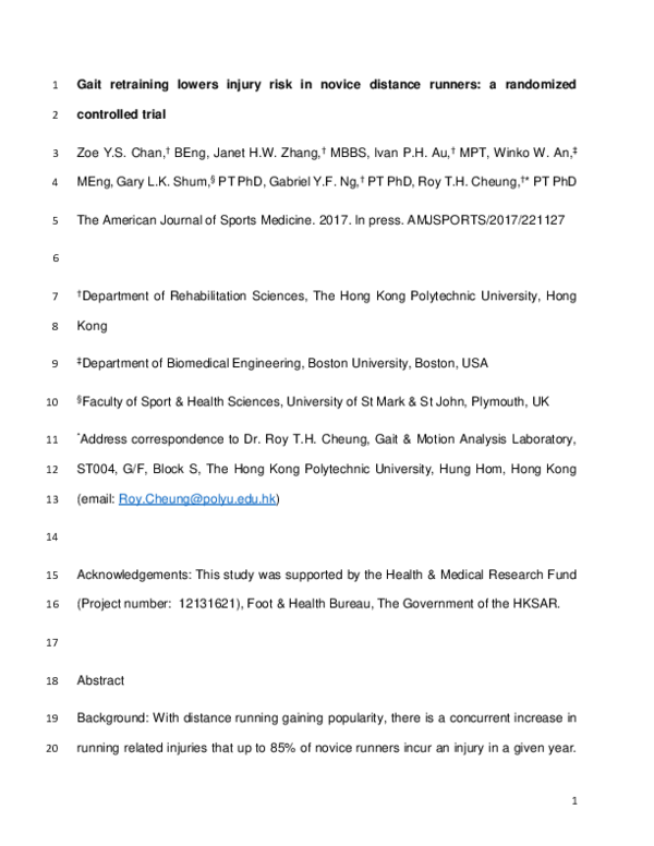 (PDF) Gait Retraining for the Reduction of Injury Occurrence in Novice ...
