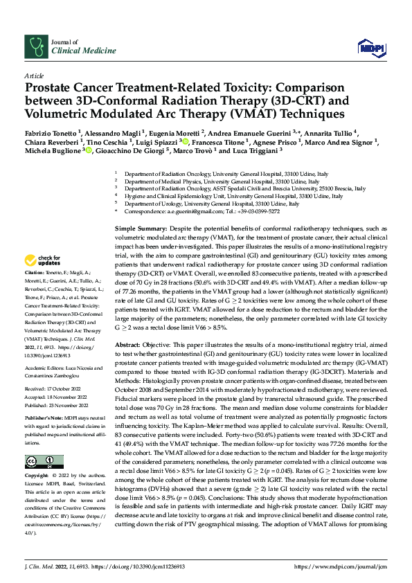 (PDF) Prostate Cancer Treatment-Related Toxicity: Comparison between 3D ...