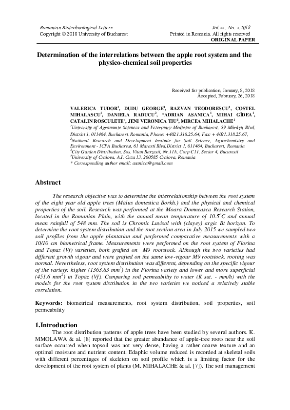 (PDF) Determination of the interrelations between the apple root system ...