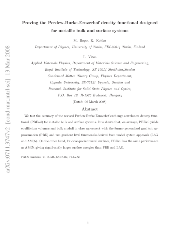 (PDF) Assessing the Perdew-Burke-Ernzerhof exchange-correlation density ...