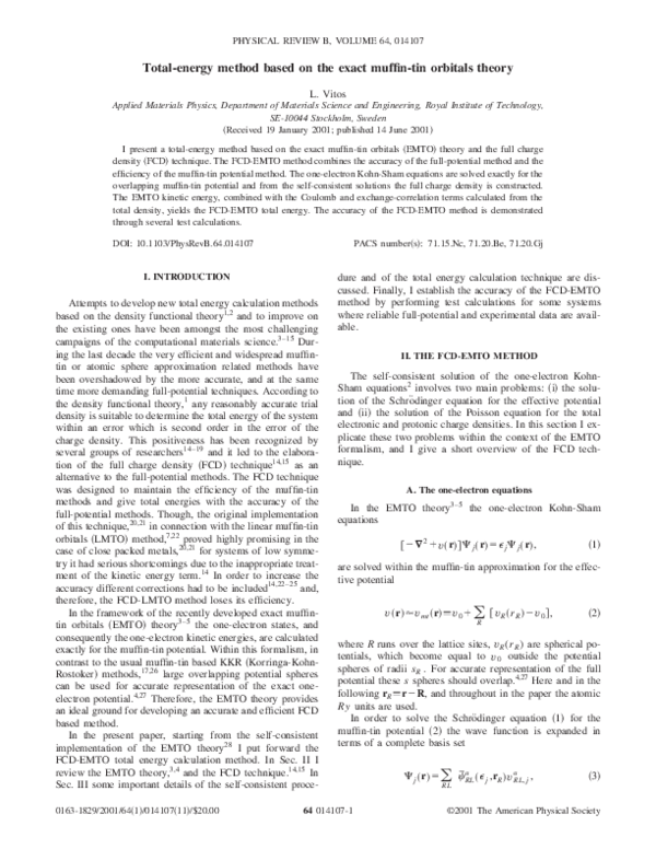 (PDF) Total-energy method based on the exact muffin-tin orbitals theory