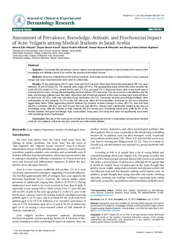 Pdf Assessment Of Prevalence Knowledge Attitude And Psychosocial