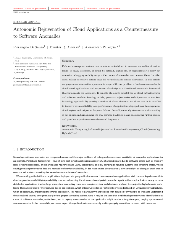(PDF) Autonomic rejuvenation of cloud applications as a countermeasure to software anomalies ...