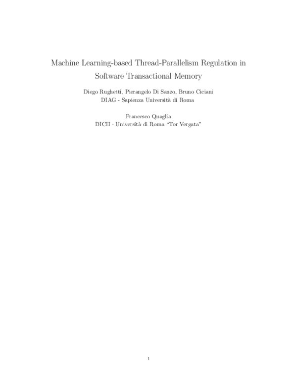 (PDF) Machine learning-based thread-parallelism regulation in software transactional memory