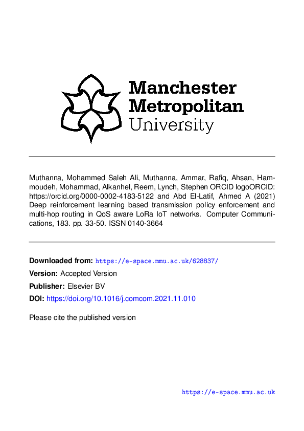 Pdf Deep Reinforcement Learning Based Transmission Policy Enforcement And Multi Hop Routing In