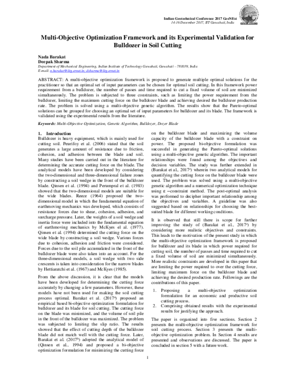 (PDF) Multi-Objective Optimization Framework and its Experimental Validation for Bulldozer in ...
