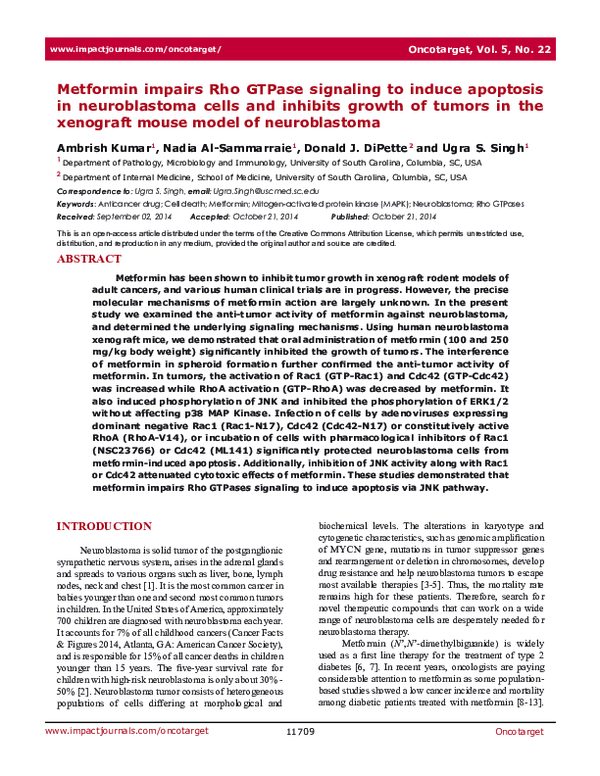 (PDF) Metformin impairs Rho GTPase signaling to induce apoptosis in ...