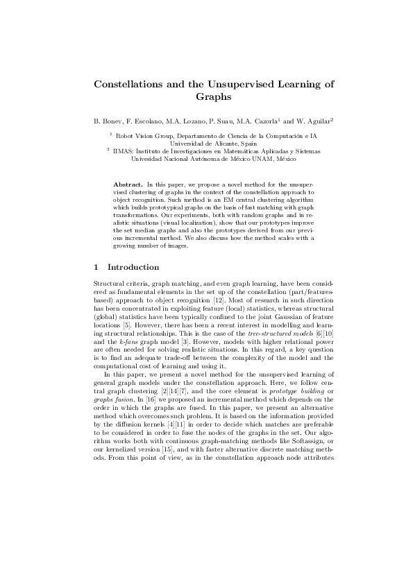 (PDF) Constellations and the Unsupervised Learning of Graphs