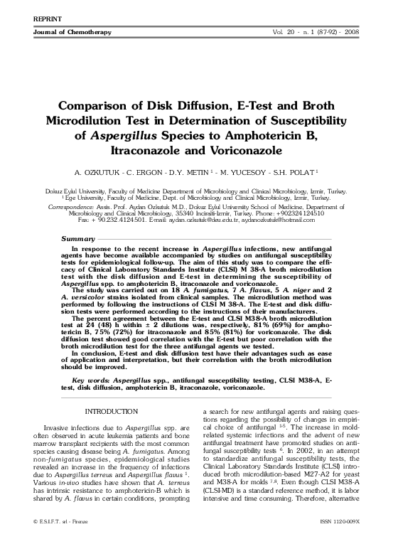 Pdf Comparison Of Disk Diffusion E Test And Broth Microdilution Test
