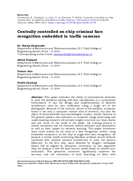 (PDF) Centrally controlled on-chip criminal face recognition embedded ...