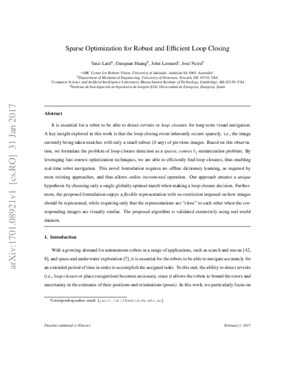 (PDF) Sparse optimization for robust and efficient loop closing (PDF) Sparse optimization for robust and efficient loop closing