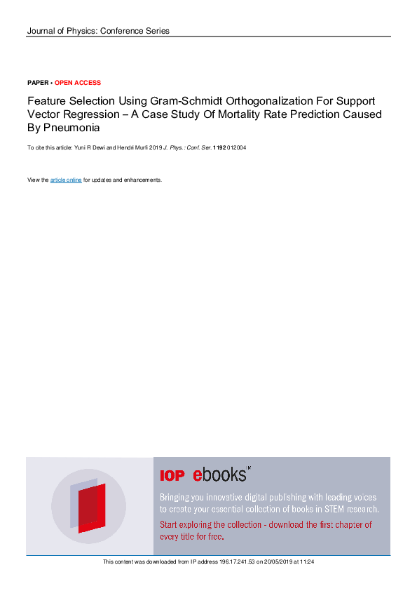 (PDF) Feature Selection Using Gram-Schmidt Orthogonalization For Support Vector Regression – A ...