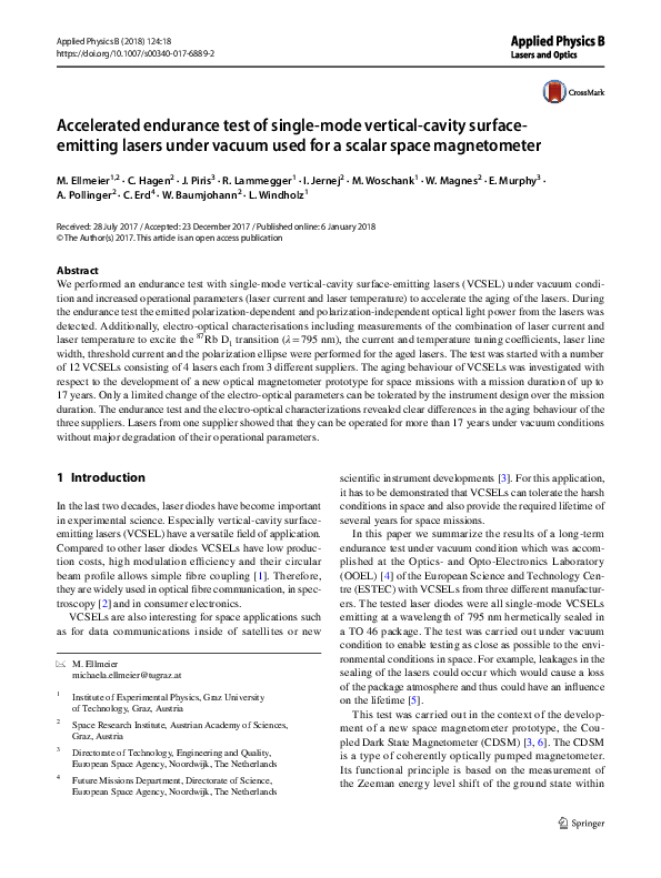 Pdf Accelerated Endurance Test Of Single Mode Vertical Cavity Surface