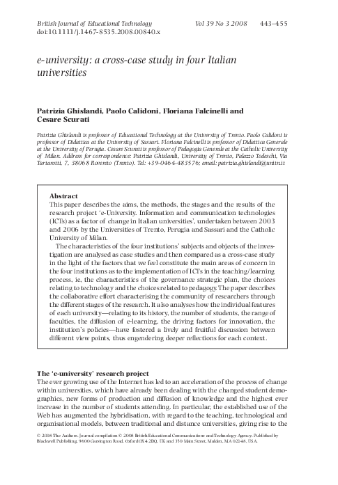 (PDF) e-university: a cross-case study in four Italian universities
