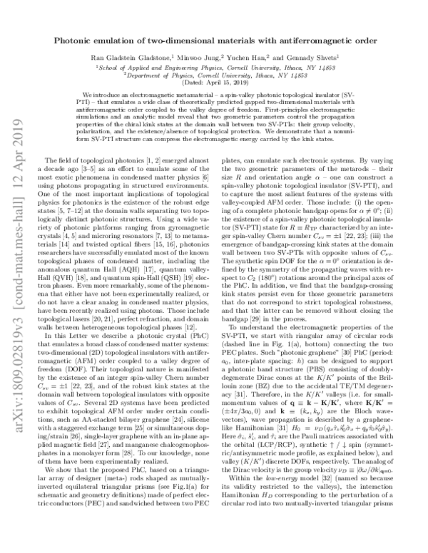 (PDF) Photonic emulation of two-dimensional materials with antiferromagnetic order
