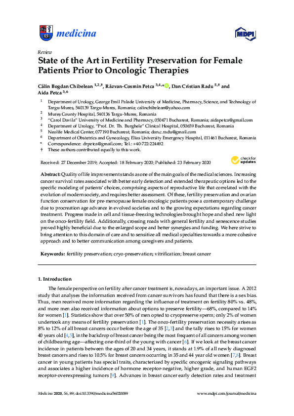 (PDF) State of the Art in Fertility Preservation for Female Patients ...