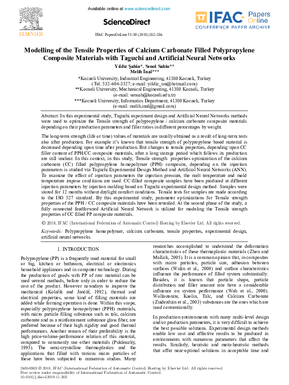 (PDF) Modelling of the Tensile Properties of Calcium Carbonate Filled Polypropylene Composite ...