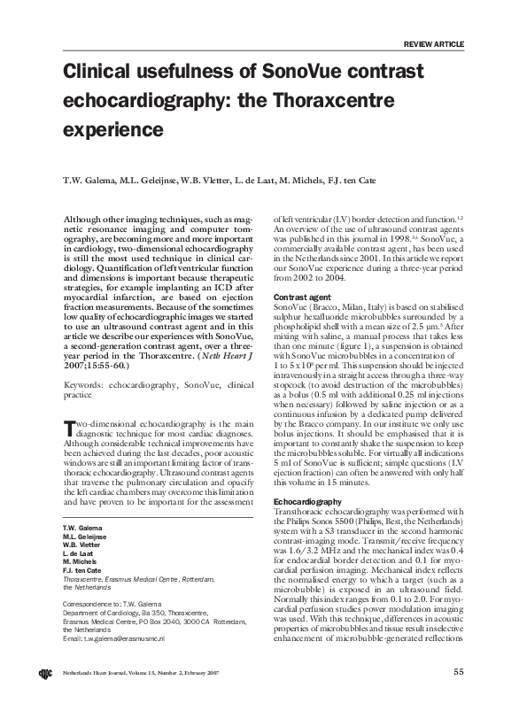 (PDF) Clinical usefulness of SonoVue contrast echocardiography: the ...