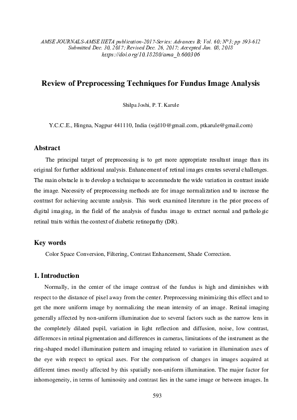 (PDF) Review of Preprocessing Techniques for Fundus Image Analysis