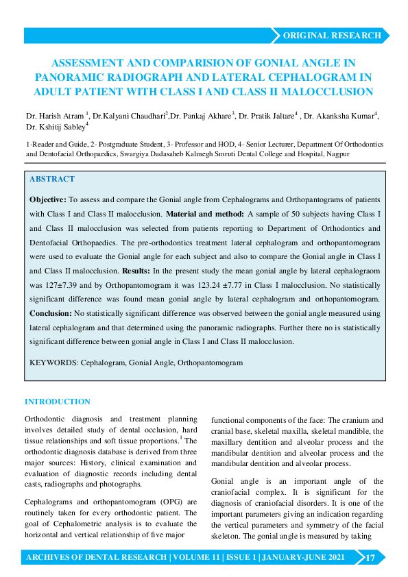 (PDF) Assessment and comparision of Gonial angle in panoramic ...