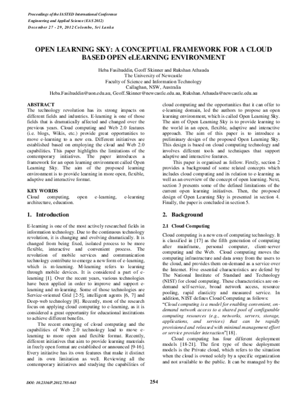 (PDF) Open Learning Sky: A Conceptual Framework for a Cloud based Open eLearning Environment