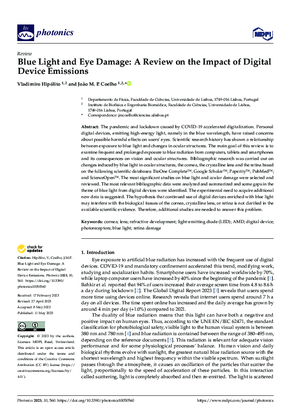 (PDF) Blue Light and Eye Damage: A Review on the Impact of Digital ...