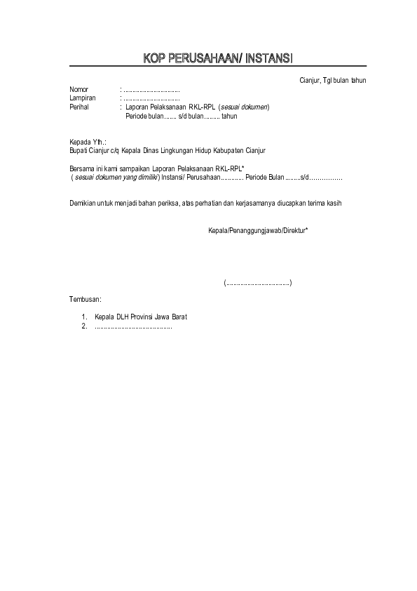 (DOC) Format Laporan RKL RPL